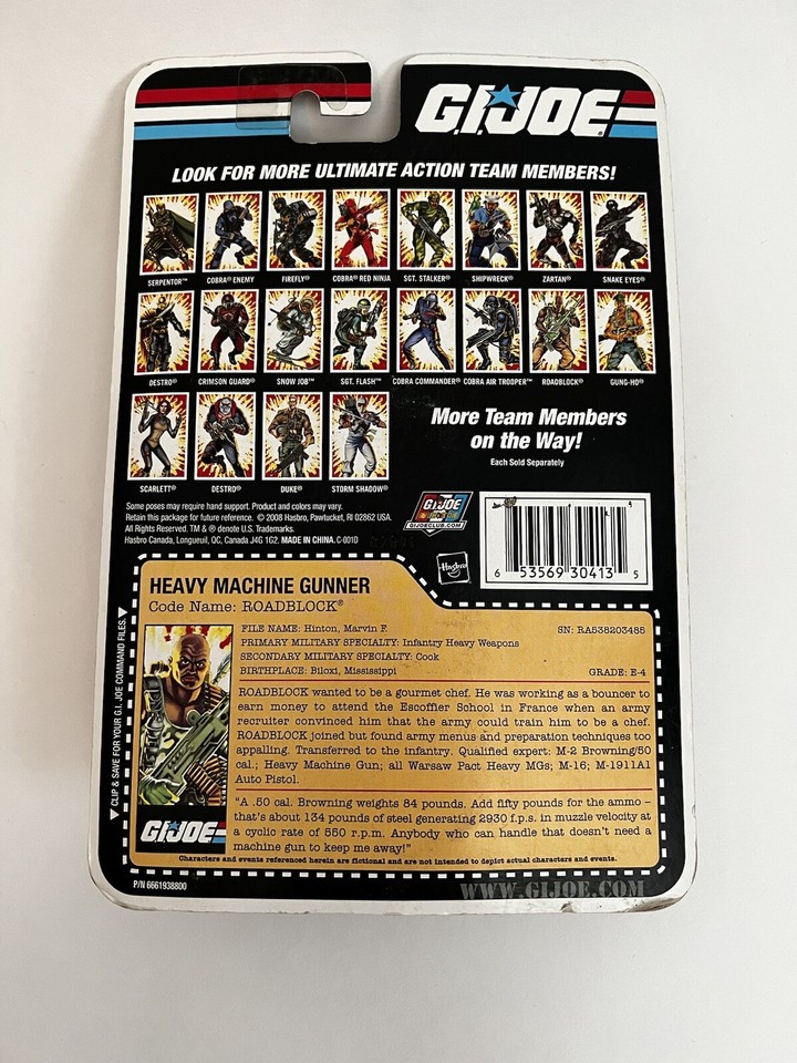 2007 Gi Joe 25th Foil 3.75" Roadblock Heavy Machine Gunner Figure ...