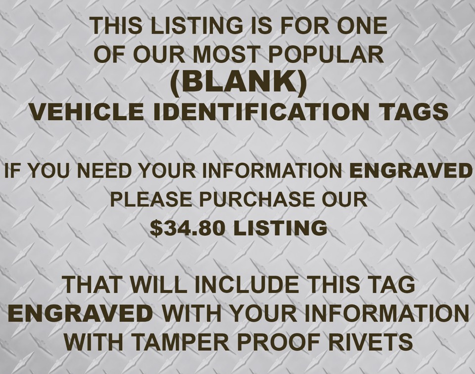 SERIAL NUMBER TAG ID DATA PLATE VINTAGE SCRIPT DESIGN W/RIVETS MADE IN ...