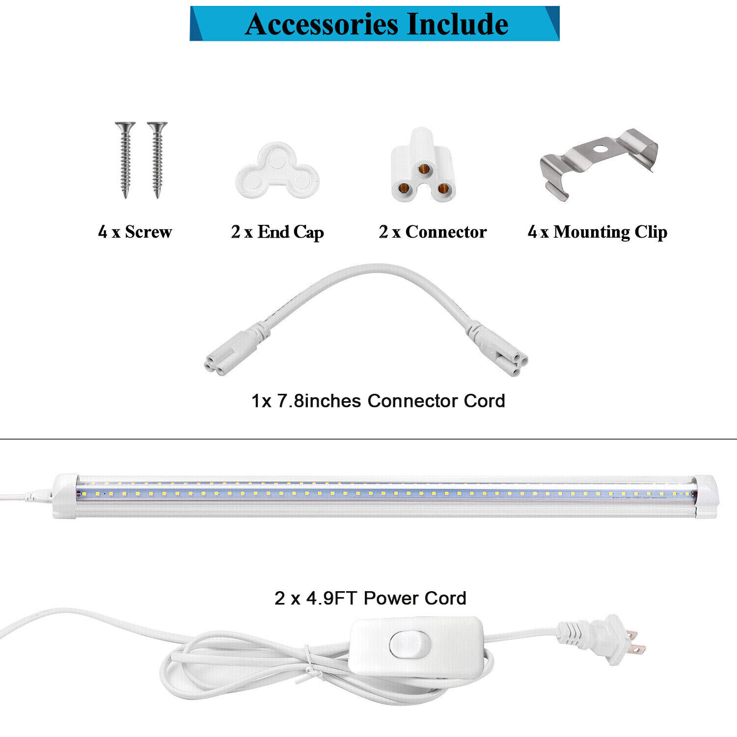 2 Pack LED Linkable Shop Lights Ceiling Light 4FT 14W Garage Lamp Tube ...