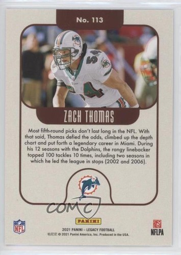 2021 Panini Legacy - Legends Zach Thomas #113 Violet /10 for sale ...