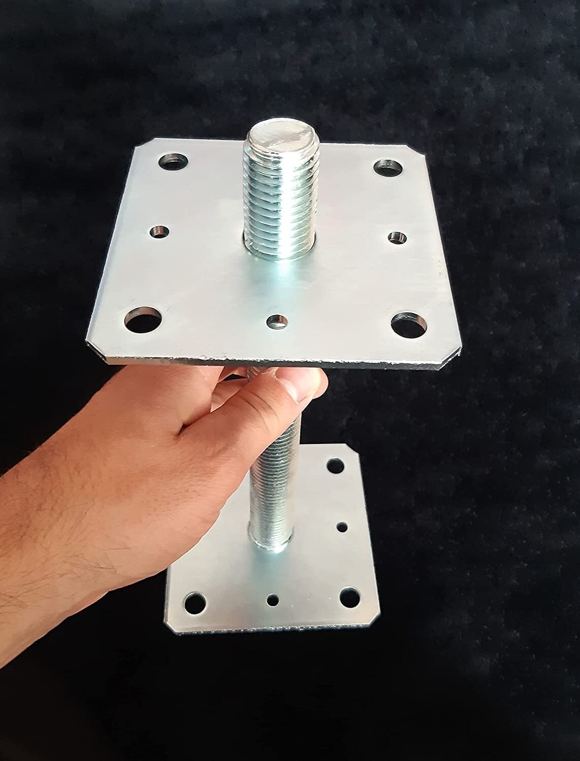 Adjustable Bolt Down Post Support feet Galvanised Heavy Duty 4mm Metal ...
