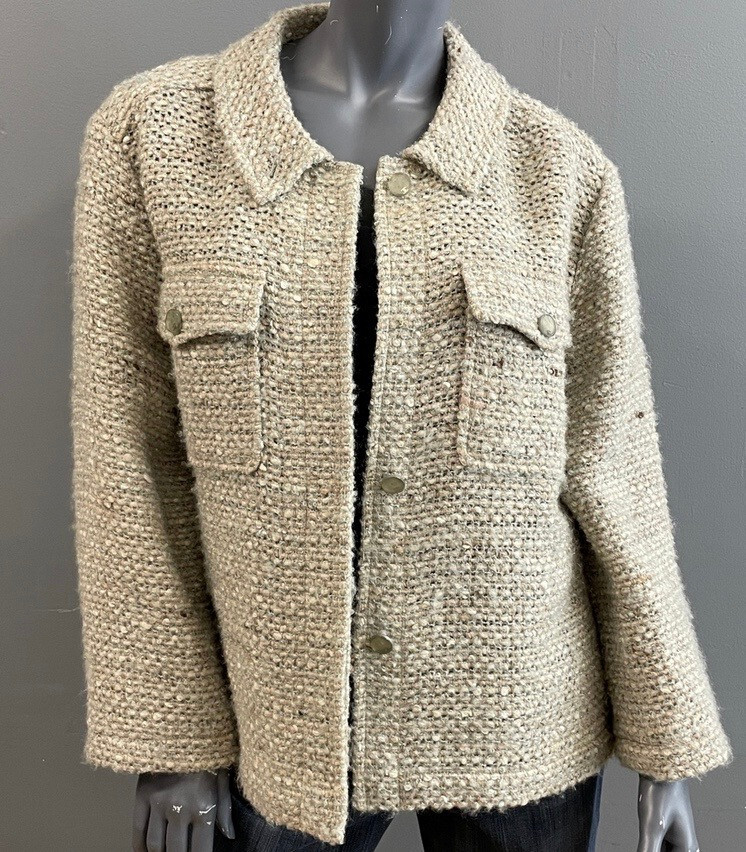 Vintage Chanel Tweed Button Down Jacket, Size 46 - Gem