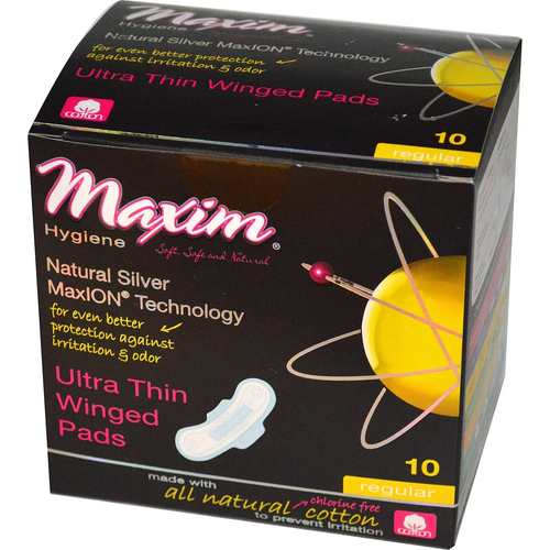 Maxim Hygiene Products, Ultra Thin Winged Pads, Natural Silver MaxION ...