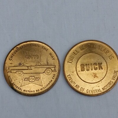 1954 GM General Motors CHEVROLET BUICK 50 Million Cars Promo Coin Token ...
