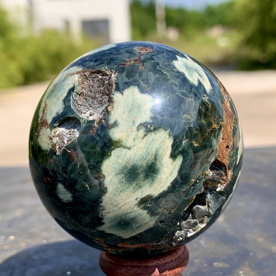 228G Natural Colorful ocean jasperquartz geode crystal sphere ball ...