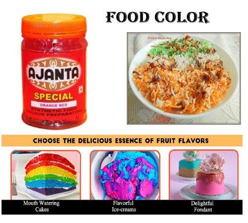 100g Original AJANTA Edible food colour powder, Orange red For Biryani ...