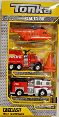 Tonka BUILT TO LAST! DIE-Cast 3 Pack Hubschrauber, Tanklöschfahrzeug ...