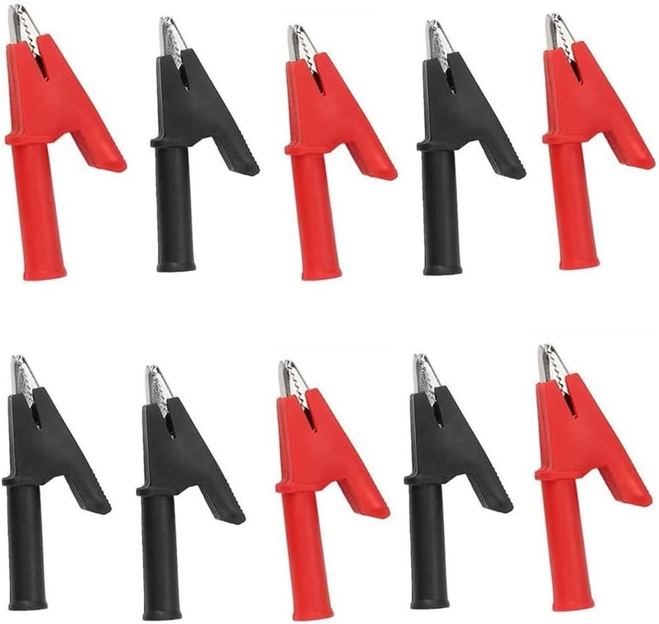 10Pcs Full Insulated Crocodile Clips with 4mm Socket Banana Jack Copper ...