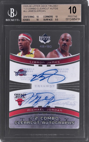 Michael Jordan LeBron James Upper Deck Trilogy Dual Auto /50 BGS 10 ...