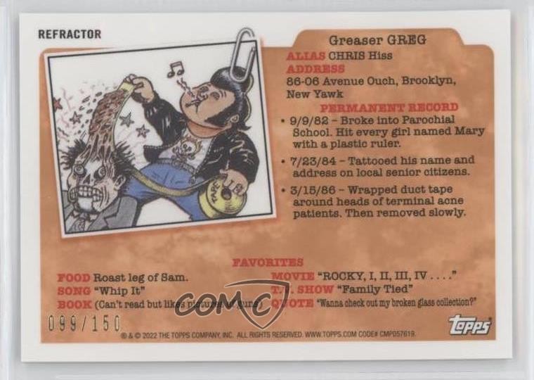 2022 Chrome Garbage Pail Kids Original Series 5 X-Fractor 99/150 Hot ...