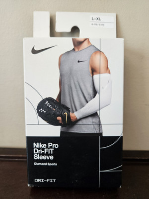 Nike Pro Dri-FIT Diamond Sports White/Silver Baseball Sleeve Unisex ...