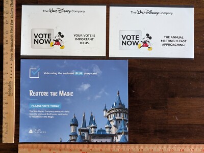 Walt Disney Mickey Mouse VOTE NOW & Restore the Magic Proxy fight cards ...