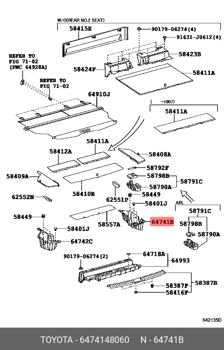 Genuine OE box, deck side trim, right, 6474148060 for TOYOTA 64741 ...