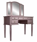 Rose Gold Pink 3 pc Vanity Set Tri Fold Mirror Wooden Table Stool ...
