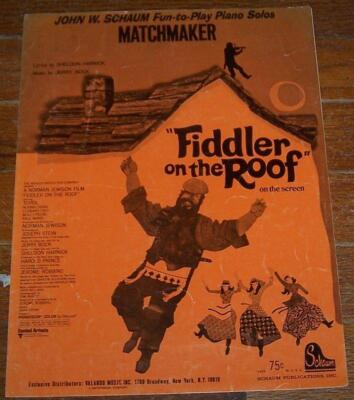 Matchmaker Piano Solo Fiddler on the the Roof Topol 1971 Movie Sheet ...