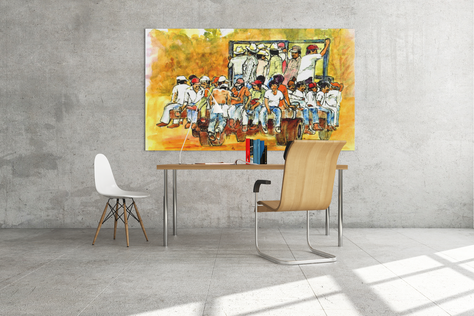 Laborers Riding To Work, Workers Art Print, Laborers Wall Decor, Men ...