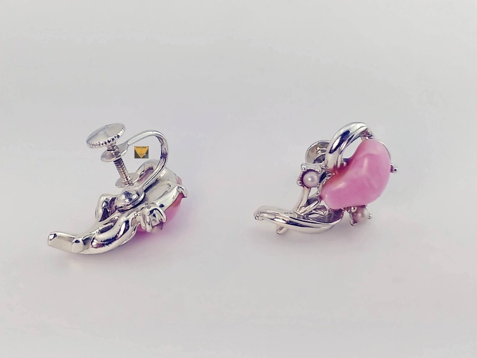 Gorgeous Coro vintage faux conch shell screwback earrings silvertone ...