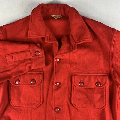 VTG BOY SCOUTS Jacket Mens SMALL Red Wool BSA Coat BUTTON UP LONG ...