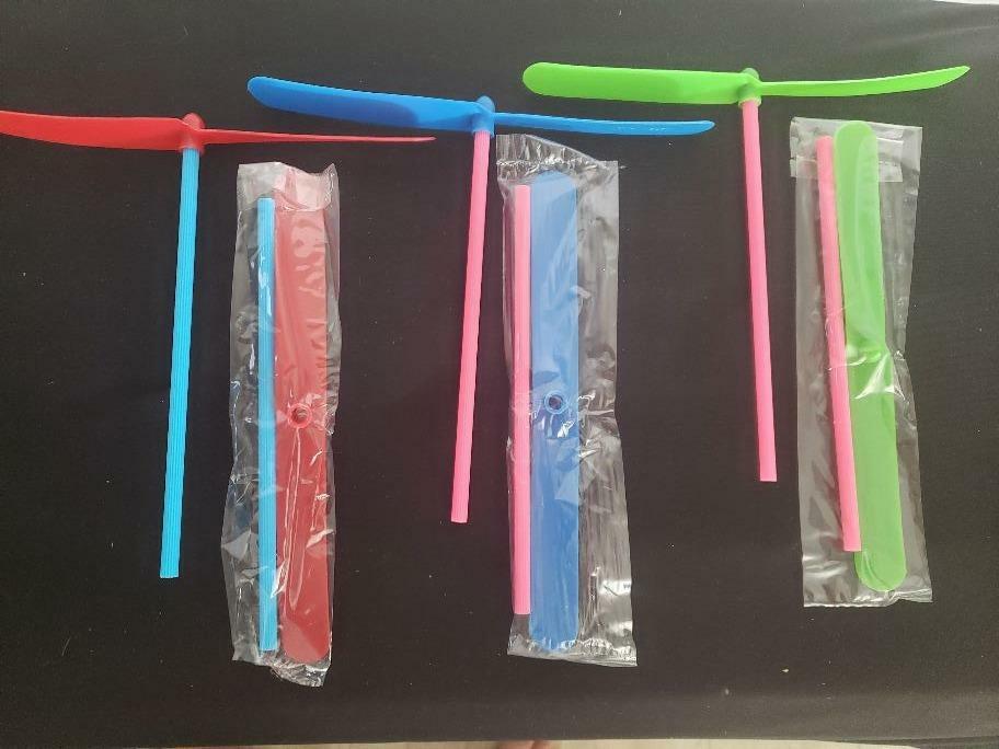 12PCS Plastic Dragonfly Propeller Flying Hand Copter Sports Toys Kids ...