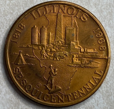 1968 Illinois Sesquicentennial State Seal Token Coin Medal T659 | eBay