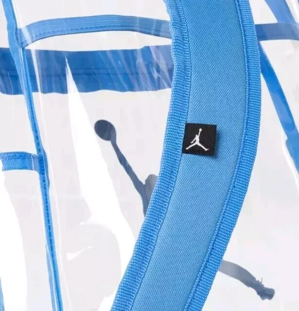 NIKE JORDAN CLEAR Backpack 9A0771 School Pencil Case Bag BLUE BLACK OS ...