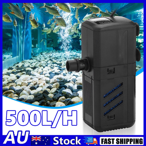 4 in 1 Fish Tank Aquarium Submersible Water Power Filter Pump 500L/H AU ...