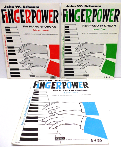 3 John Schaum FINGERPOWER Books Piano Organ, Primer Level, One, Two ...