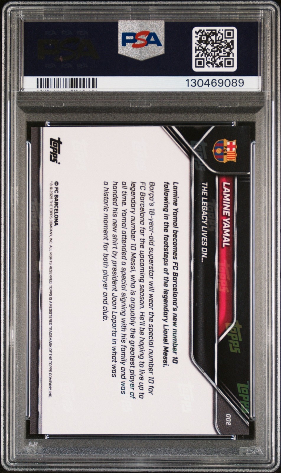 2025-2026 TOPPS NOW FC BARCELONA #2 LAMINE YAMAL PSA 10