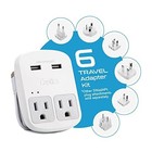 Universal Travel Adapter Kit – 2 USA sockets, 2 USB-A (1x QC 3.0) and ...