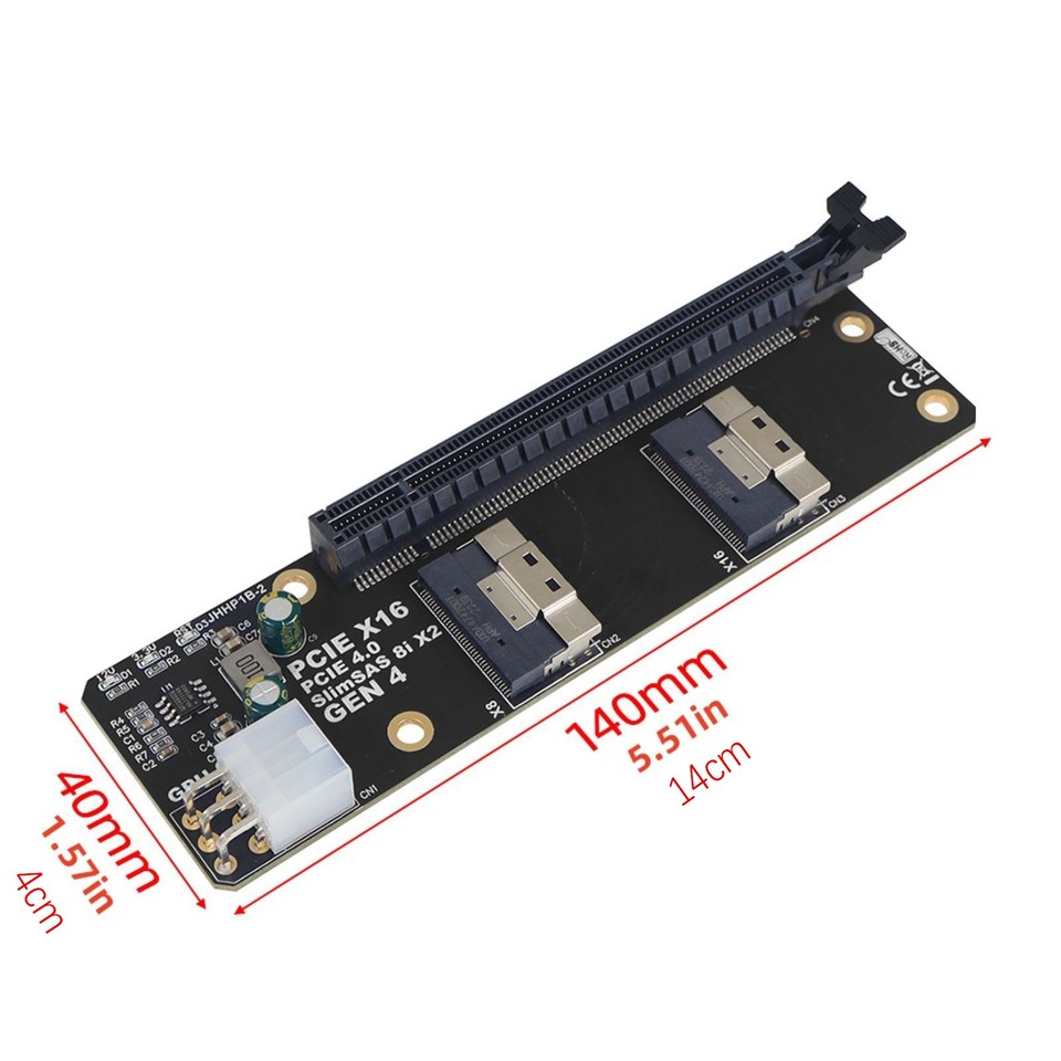 1pc SlimSAS 8i x2 to PCIe4.0 x16 Slot Adapter SFF8654 Riser Card GEN4 ...