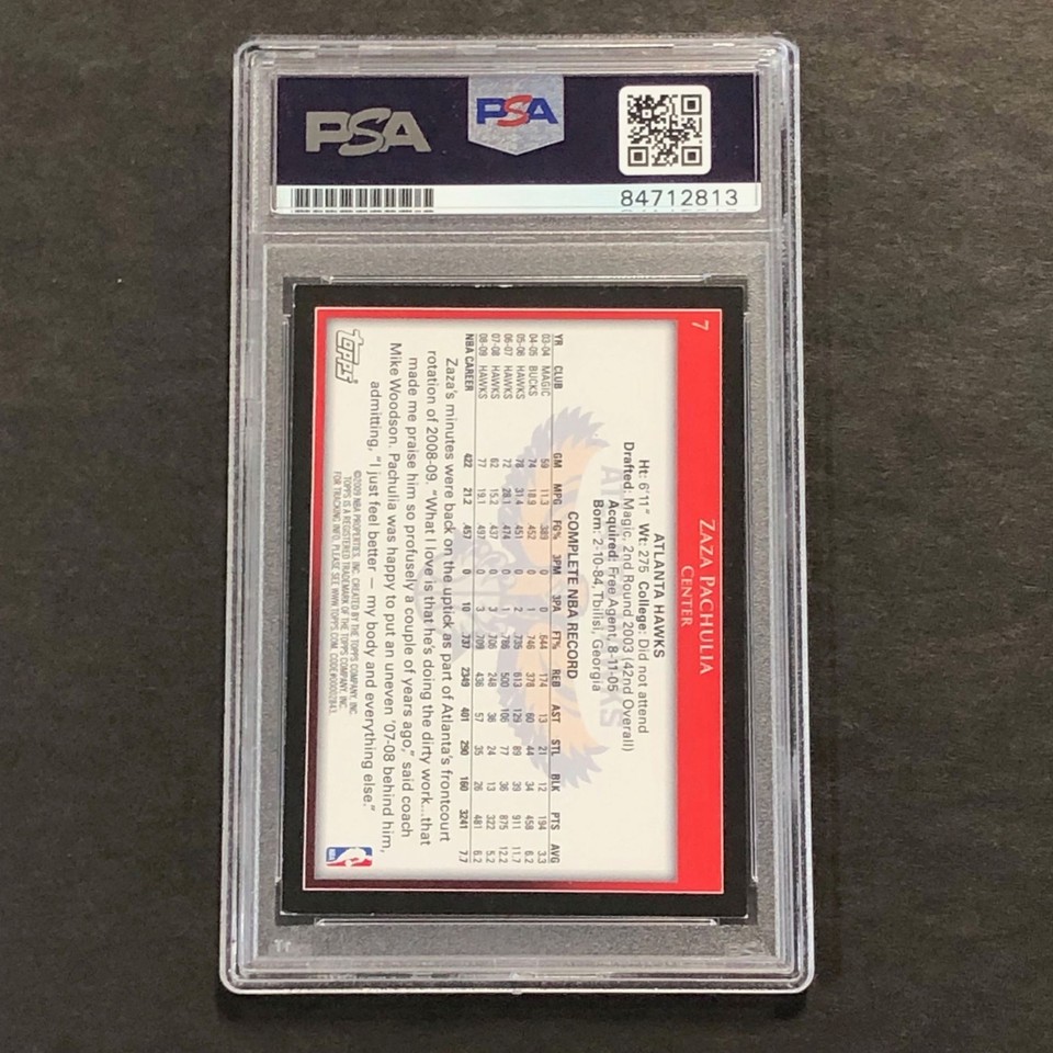 2009-10 Topps #7 Zaza Pachulia Signed Card AUTO PSA Slabbed Hawks | eBay