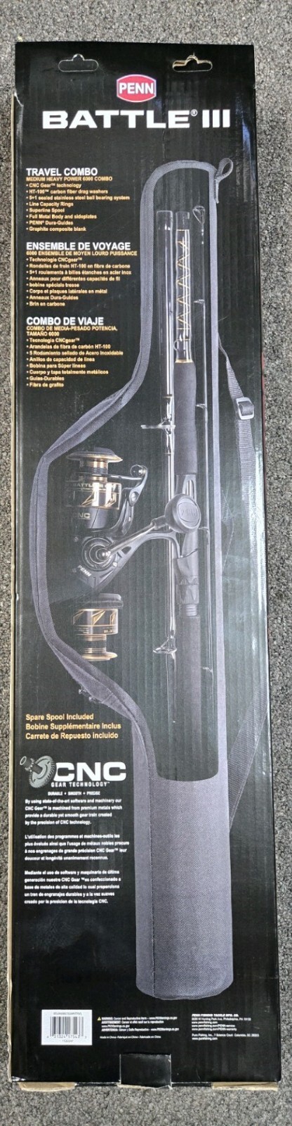 PENN Battle III TRAVEL Combo, 7' Rod and 6000 Reel MH, Rod Case, 3 PC ...