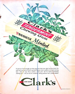 Original 1945 Clark's Chewing Gum Ad: Tendermint Leaved | eBay