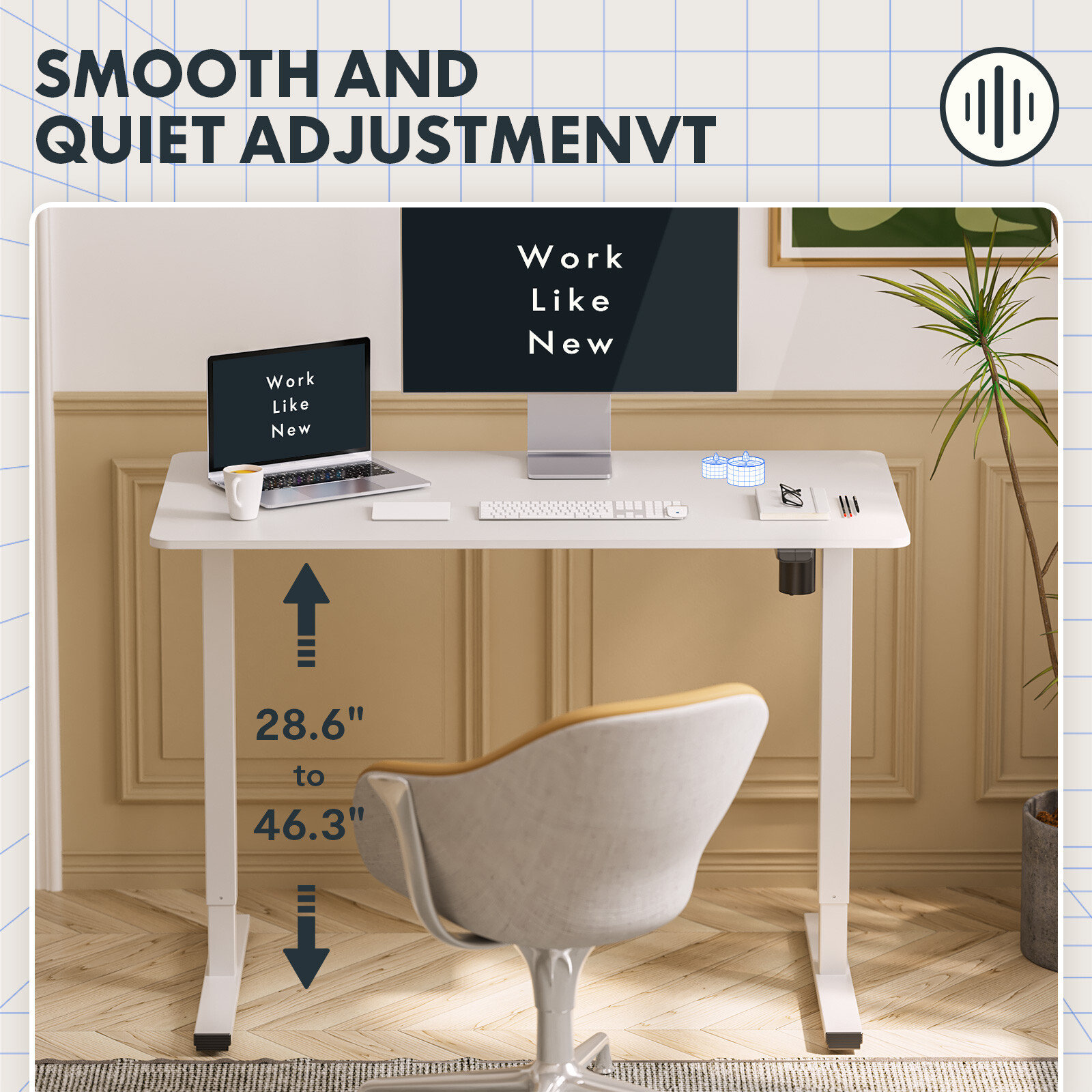 FlexiSpot Electric Height Adjustable Standing Desk Home Office Desk 2 ...