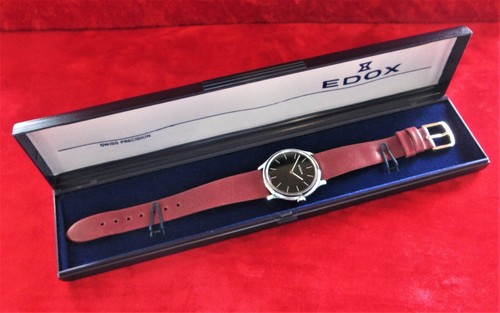 1980's EDOX Black Dial Wristwatch w/ Mechanical Movement, NEW OLD STOCK ...