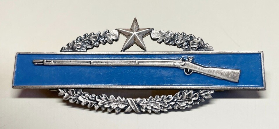 Vintage US ARMY Sterling Silver COMBAT BADGES 2nd Award CIB 1 Star~E H ...