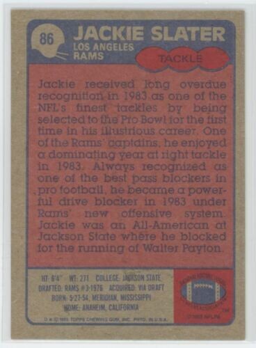 1985 Topps Jackie Slater Los Angeles Rams #86 | eBay