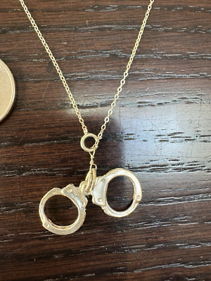 HANDCUFF Charm NECKLACE 925 STERLING SILVER - Easy Front Latch Cop ...