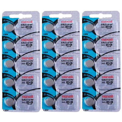 Maxell 365 SR1116W Silver Oxide Watch Batteries (15 Batteries) | eBay