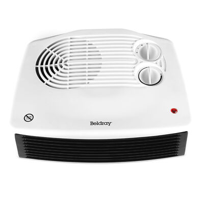 Beldray Flat Fan Heater Adjustable Thermostat Cool-Air Function ...