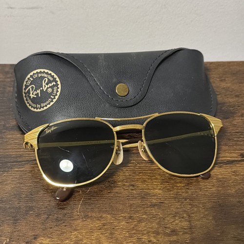 VTG Ray-Ban USA B&L Signet Classic Metals W0386 Sunglasses ~ Horned Rim ...