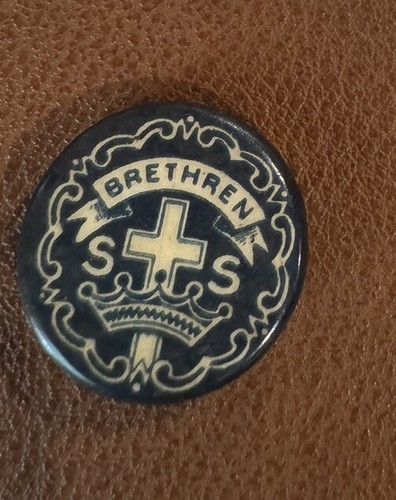 ANTIQUE Evangelical United Brethren Blue Lapel Pin Back ButtoN CHURCH ...