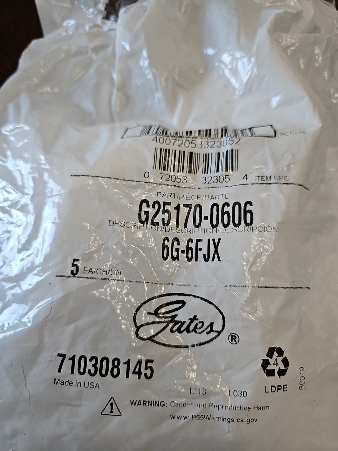 5 Pack Gates Hose End Hydraulic Coupling/Adapter G25170-0606 / 6G-6FJX ...