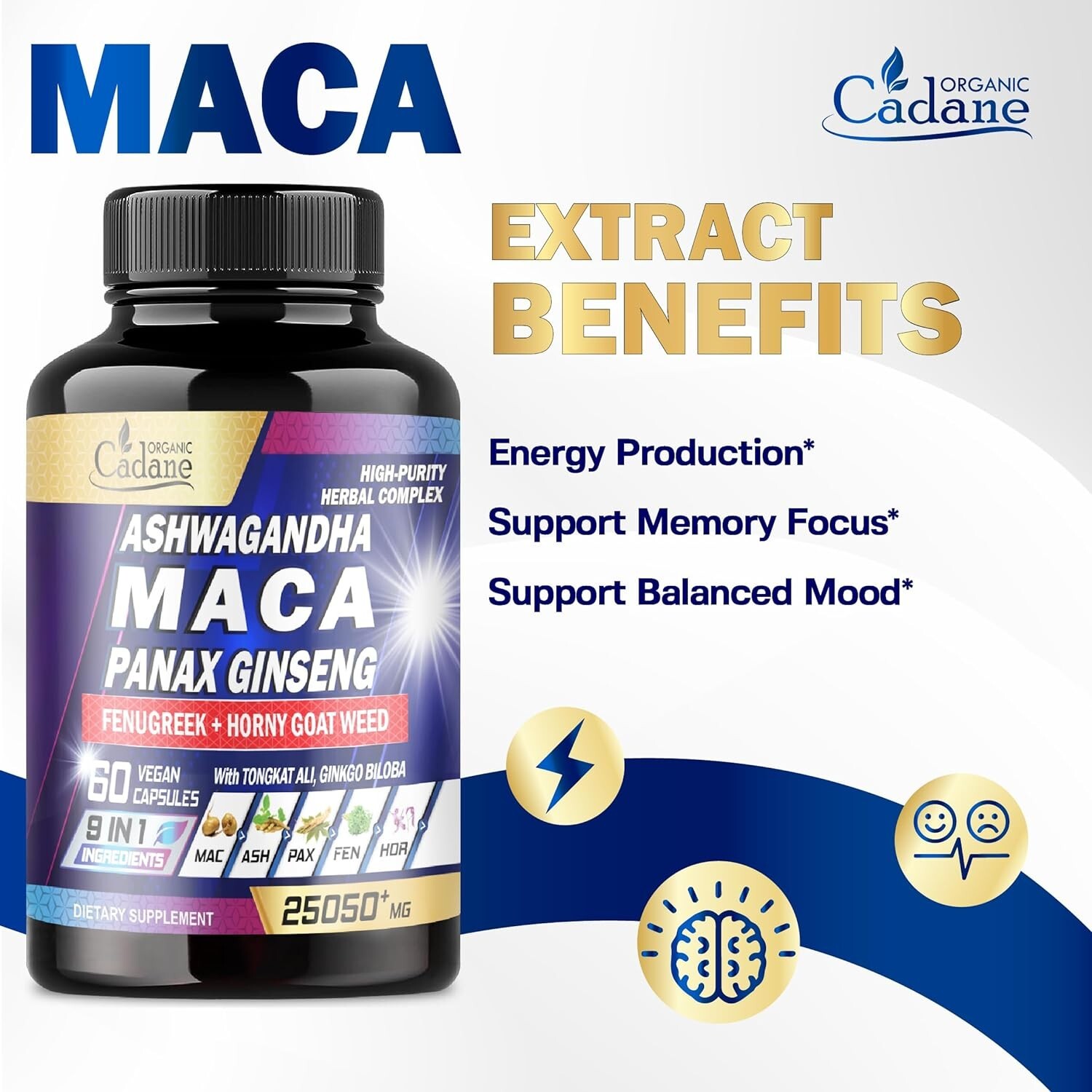 Organic Black Maca Root Ashwagandha, Fenugreek Panax Ginseng Capsules ...