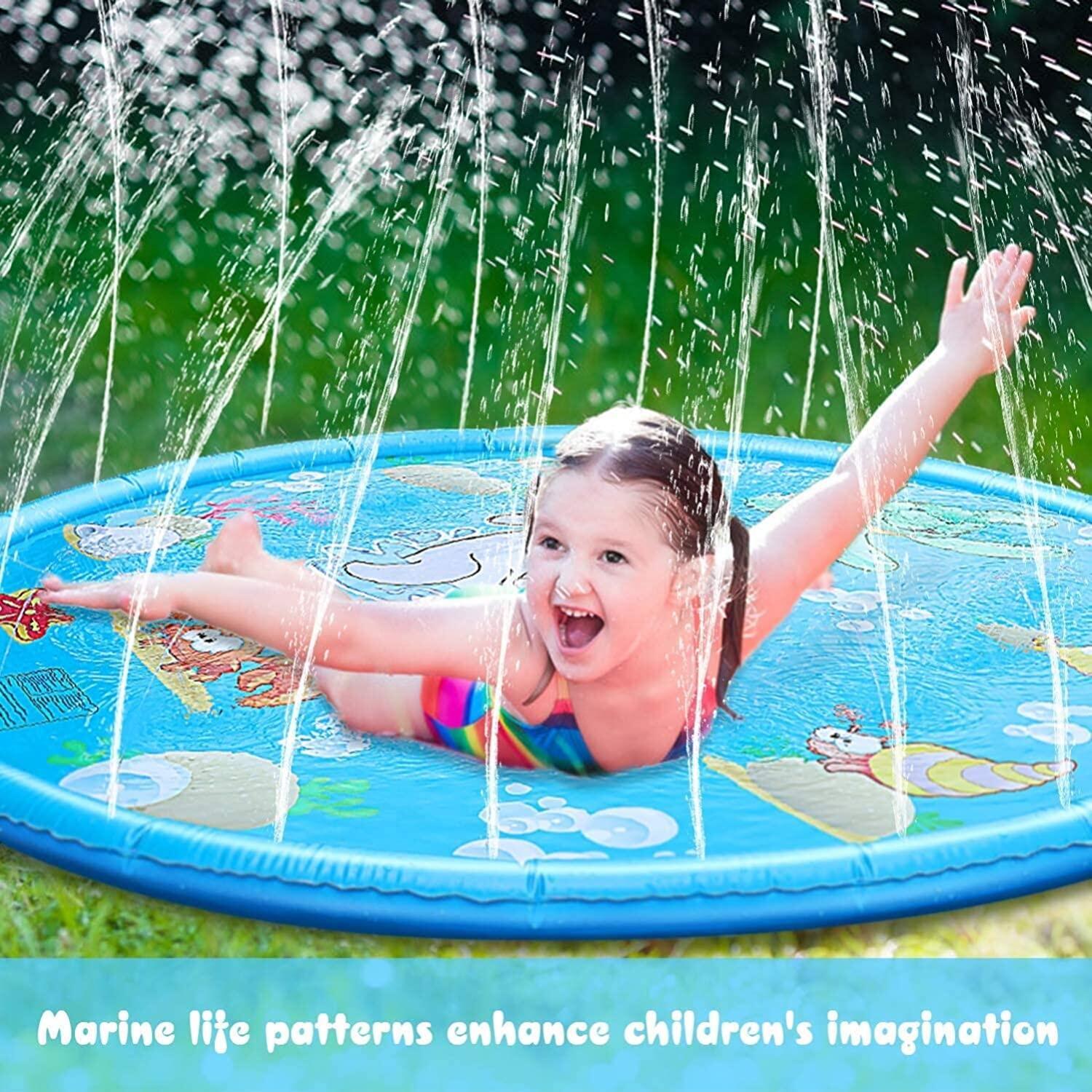 170CM Sprinkler Water Mat Splash Play Pad Kids Inflatable Spray Pool ...