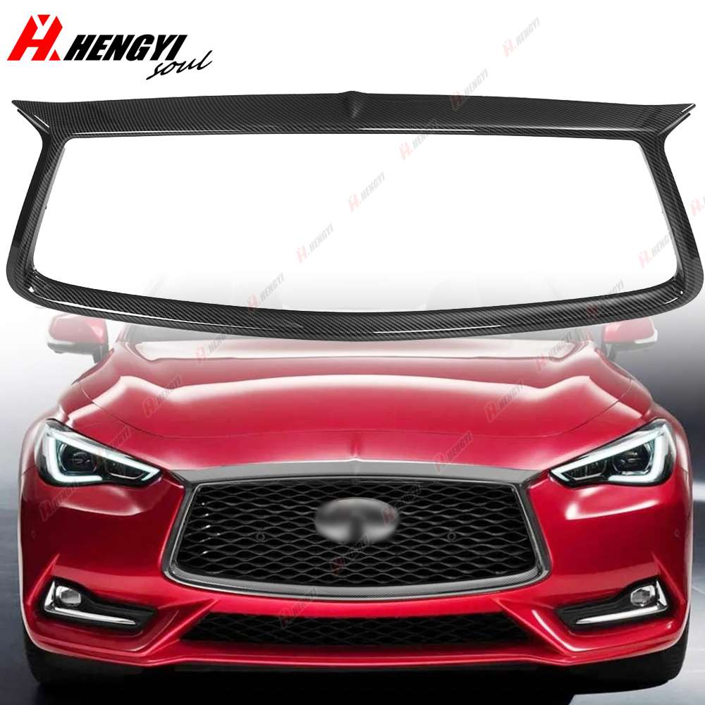 For 2017-2022 Infiniti Q60 Carbon Style Front Grill Outline Trim Cover ...