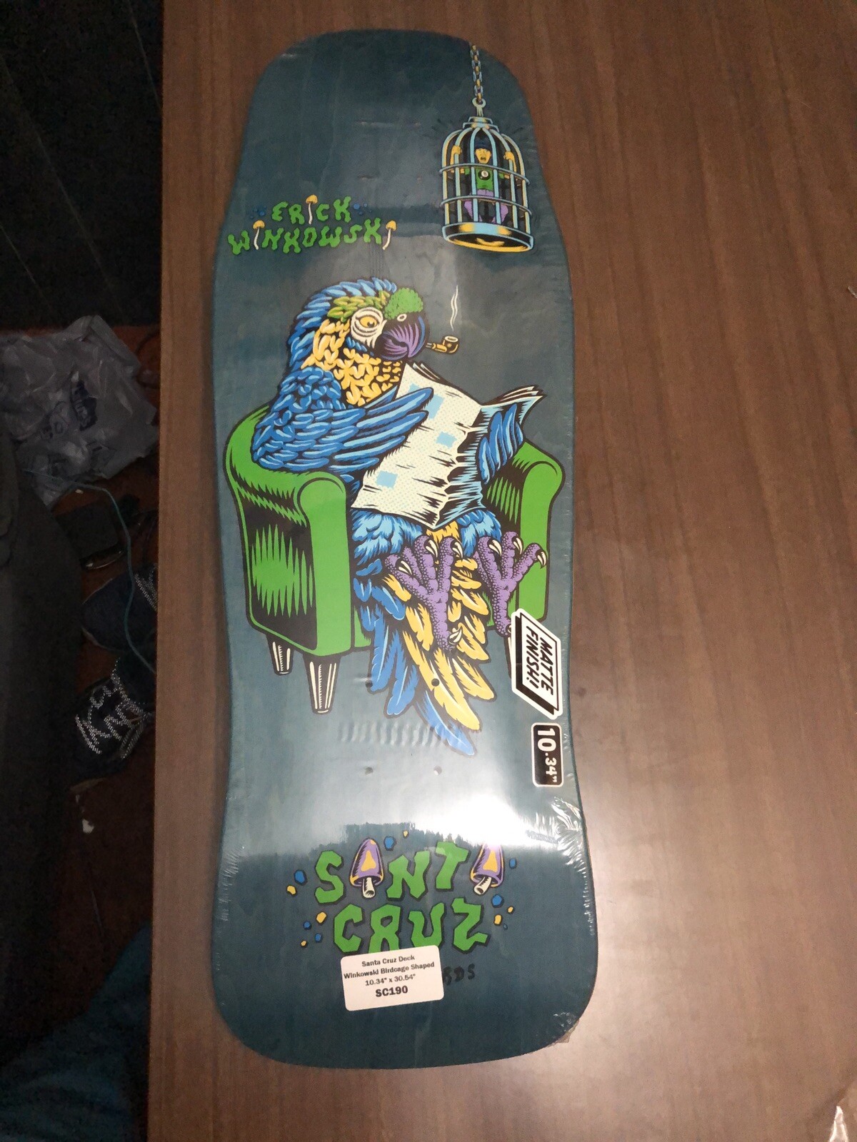 Erick Winkowski Birdcage Teal Shaped Santa Cruz Matte Finish Skateboard ...
