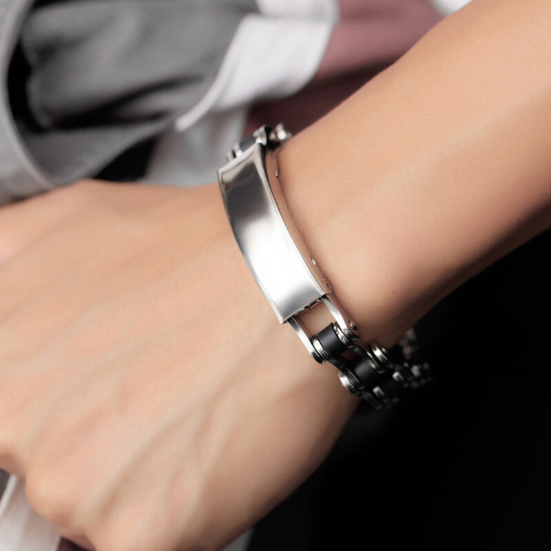 Men's Fashion Hip Hop Stainless Steel Bike Chain Bracelet Wrist Watch Bangle New | eBay