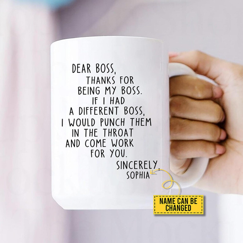 Dear Boss Mug, Boss Mugs, Personalized Boss Appreciation Mug, Punch ...