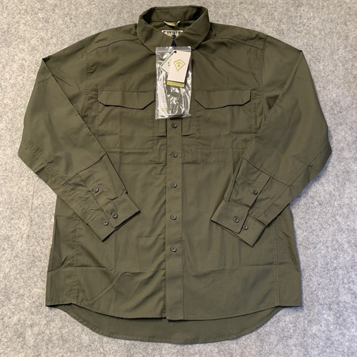 First Tactical Shirt Mens L OD Green Long Sleeve Teflon Shield Ripstop ...